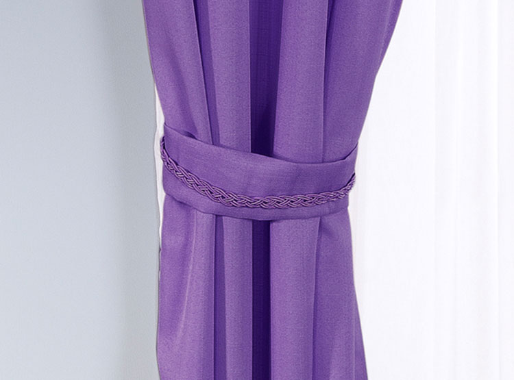SET CORTINAS DORAL RUSTICO ARGOLLA MORADO
