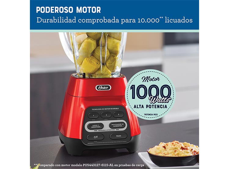 LICUADORA OSTER REVERSIBLE BLSTPYG1310RBG PROGRAMAS AUTOMÁTICOS VASO ...
