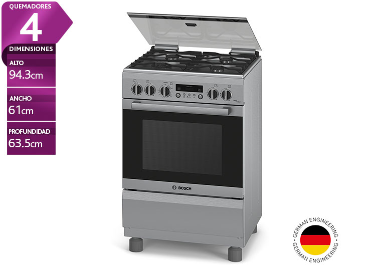 COCINA A GAS BOSCH 4 PLATOS PRO 449 INOX
