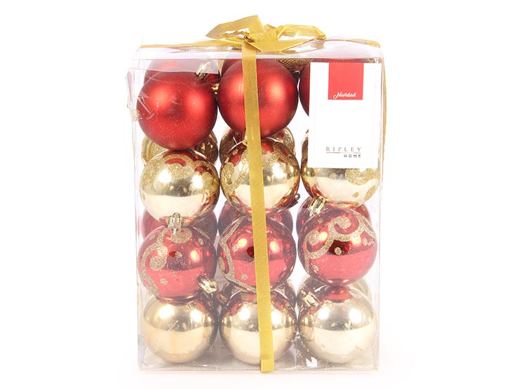 SET ESFERAS NAVIDEÑAS RIPLEY HOME BARROCO RED GOLD 6CM X 24