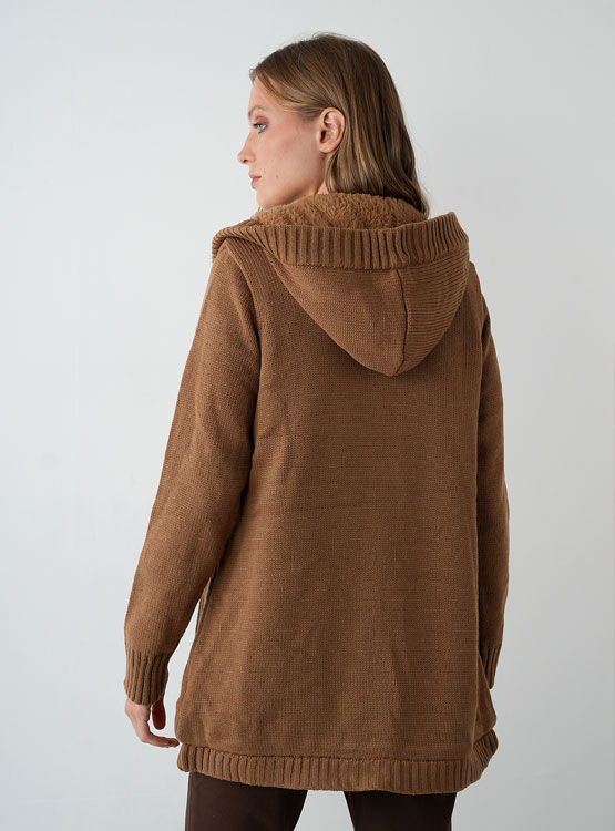 Ripley - CARDIGAN AZIZ TIPO ABRIGO CON SHERPA INTERIOR
