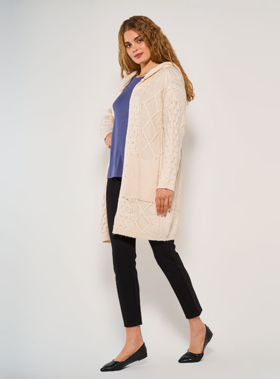 CARDIGAN MUJER AZIZ TIPO ABRIGO CON GORRO