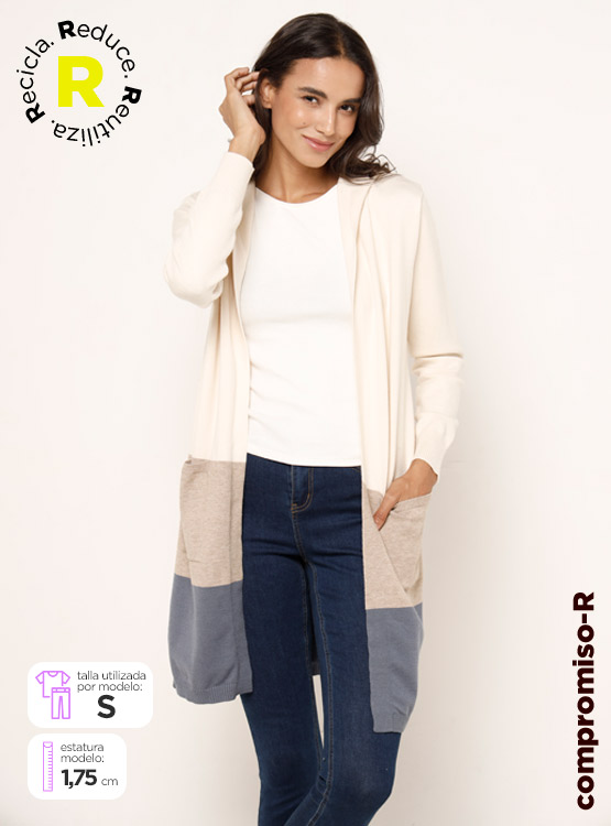 CARDIGAN MUJER AZIZ TIPO ABRIGO CON GORRO