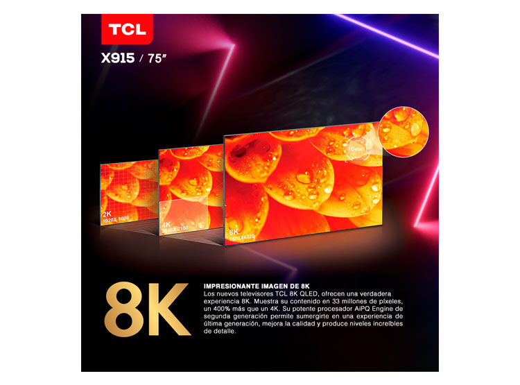 TELEVISOR TCL QLED 8K 75" 75X915
