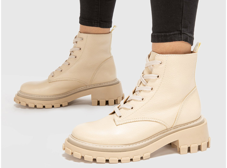 BOTINES MUJER GACEL CUERO CREMA GIGI