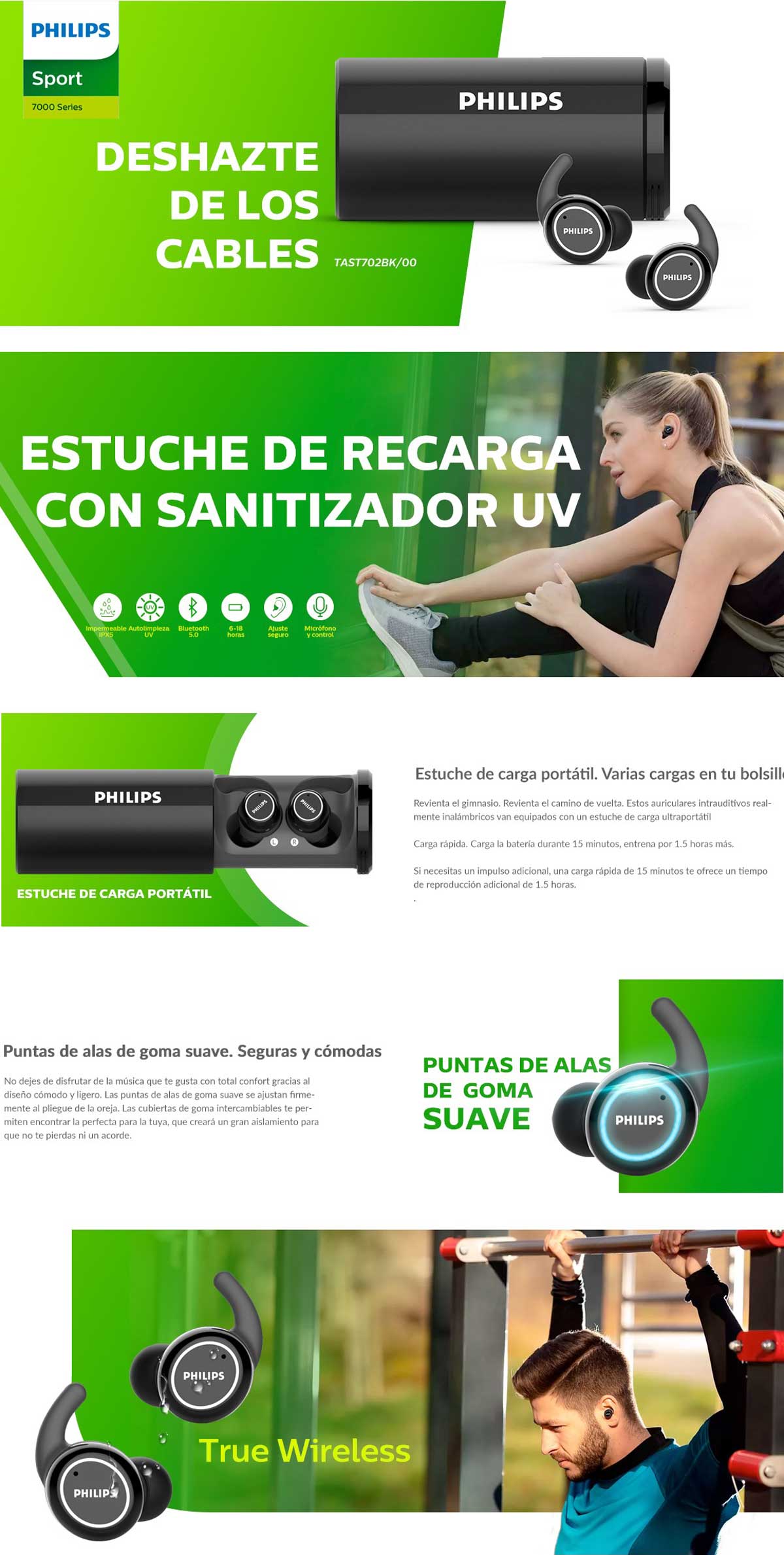 Ripley - AUDÍFONOS PHILIPS SPORT PHP BLUETOOTH