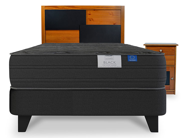 JUEGO DE DORMITORIO FLEX CAMA EUROPEA PREMIUM BLACK PREM BOX 1.5 PLAZAS ...