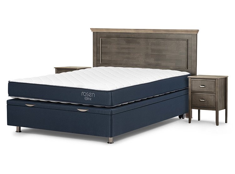 JUEGO DE DORMITORIO ROSEN CAMA BOXET UPLINE 2 PLAZAS + SET ANNA