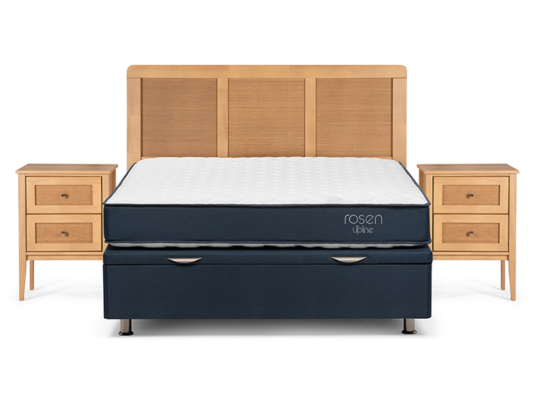 JUEGO DE DORMITORIO ROSEN CAMA BOXET UPLINE 2 PLAZAS + SET CHARLES