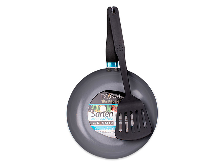 Ripley - SET DORAL DUO SARTEN TURQUESA 22CM + ESPATULA